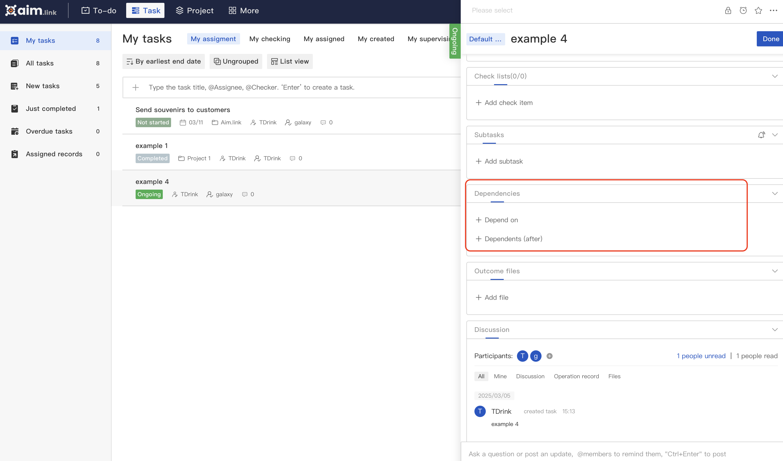Task Collaboration & Discussion-aim.link-Help center