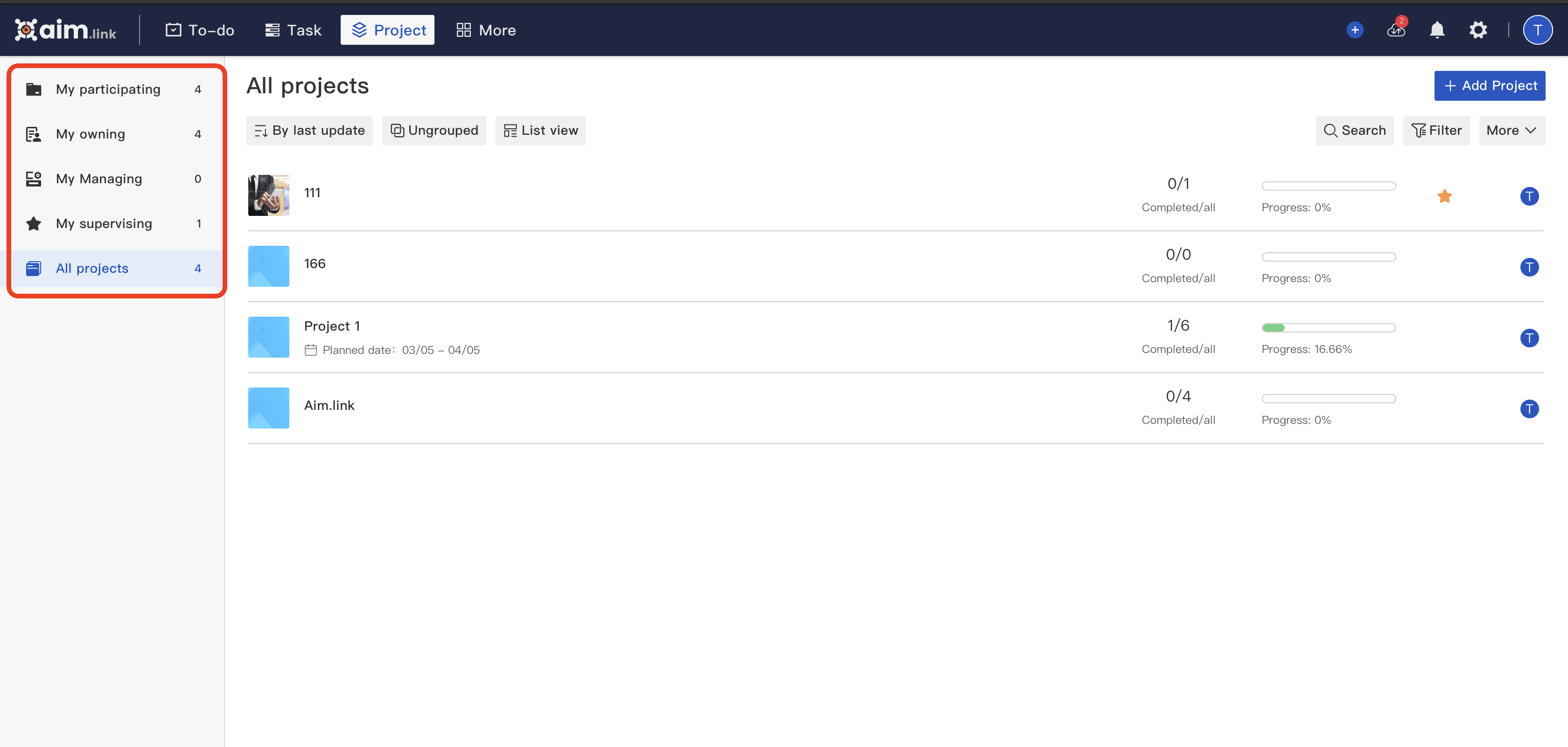 Project View-aim.link-Help center