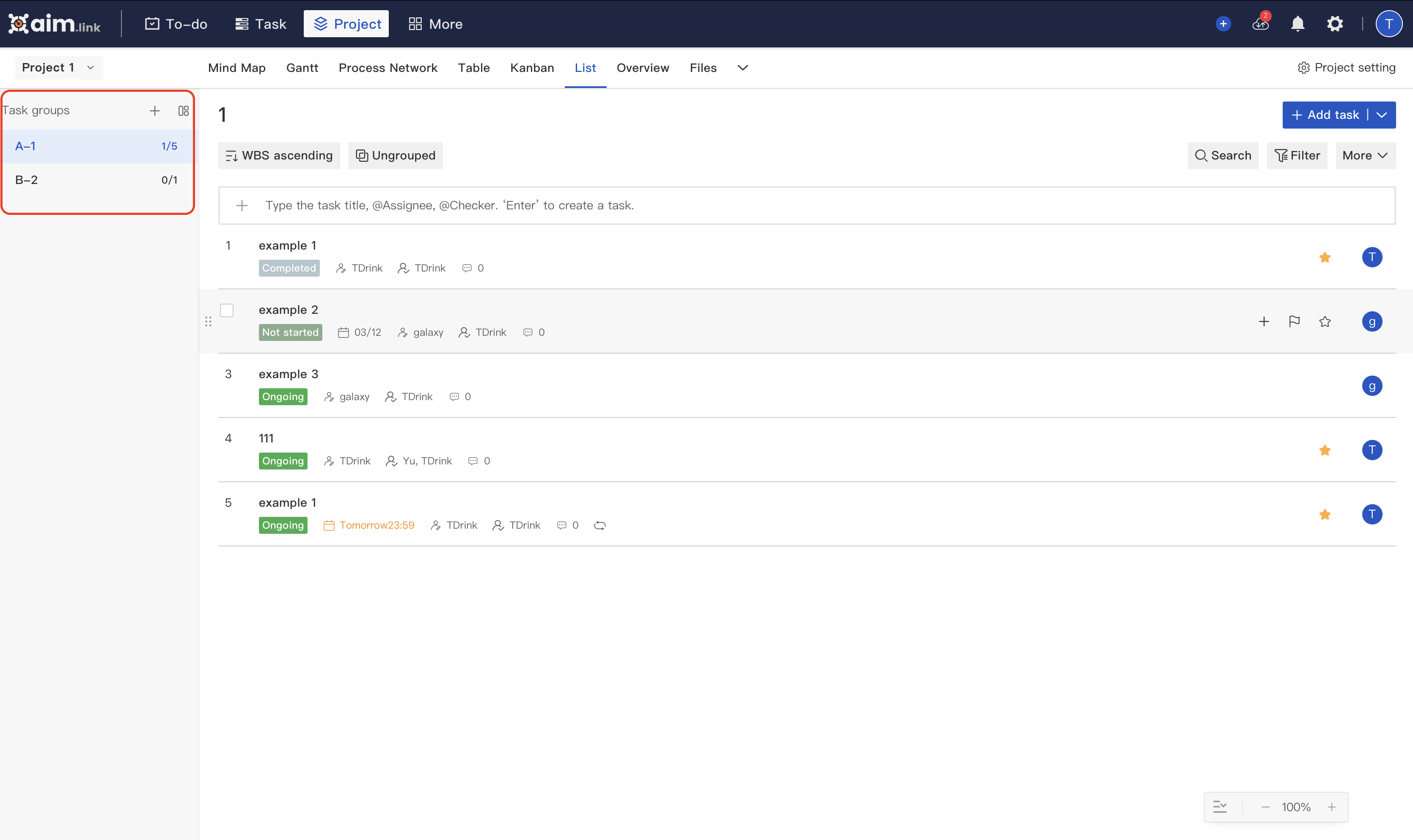 Task group-aim.link-Help center