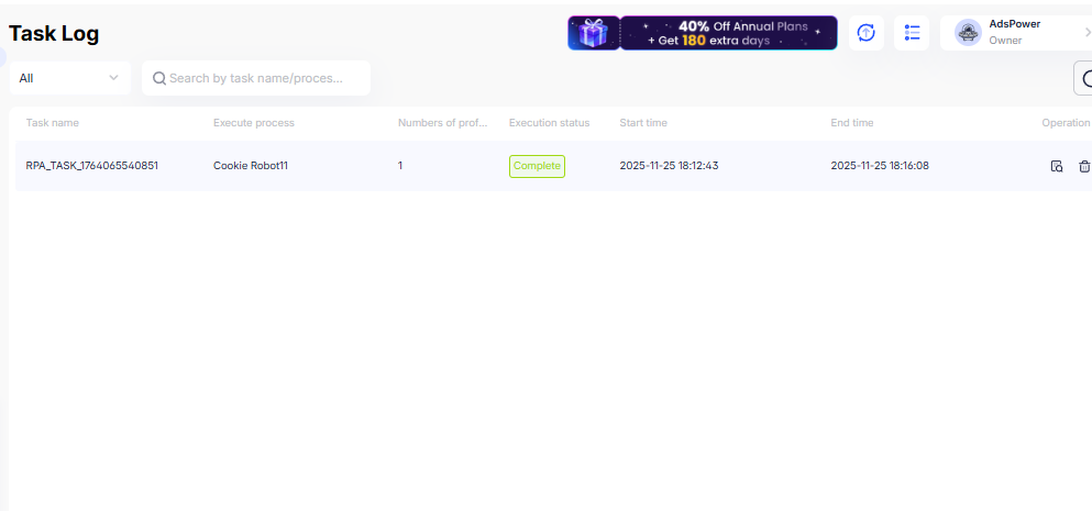 Task Log-RPA Plus User Guide - AdsPower