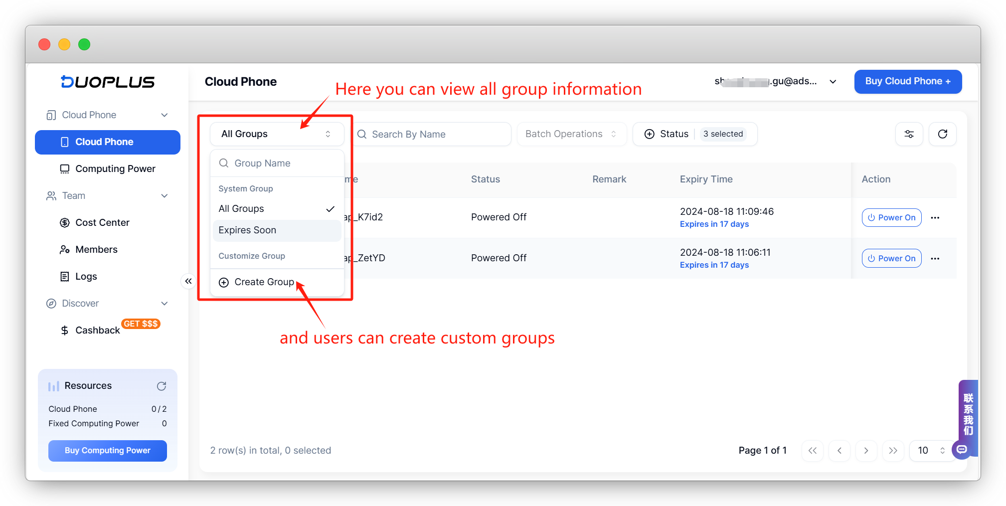 Grouping feature-Help Center - DuoPlus Cloud Phone