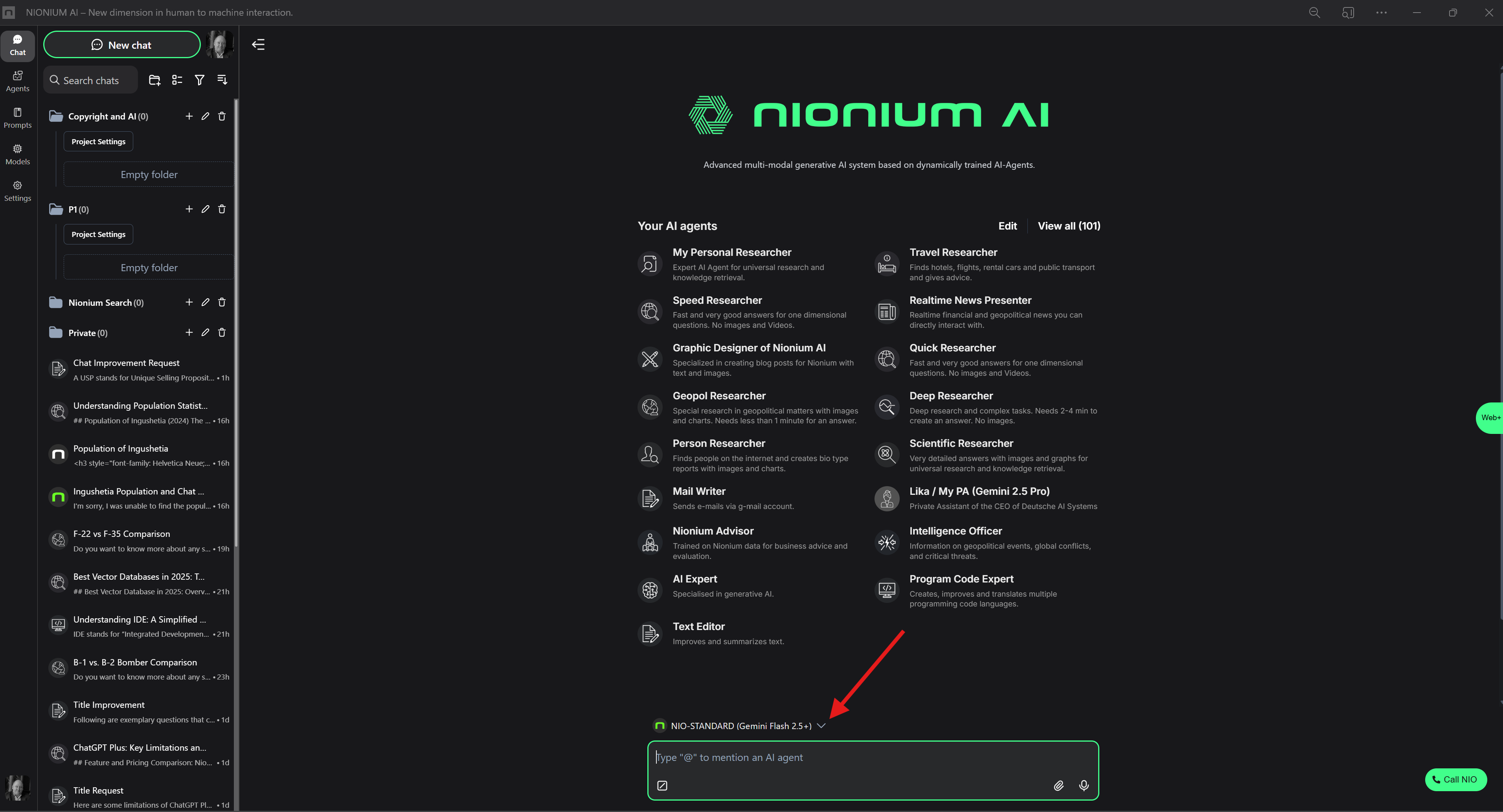Select Model Nionium Ai