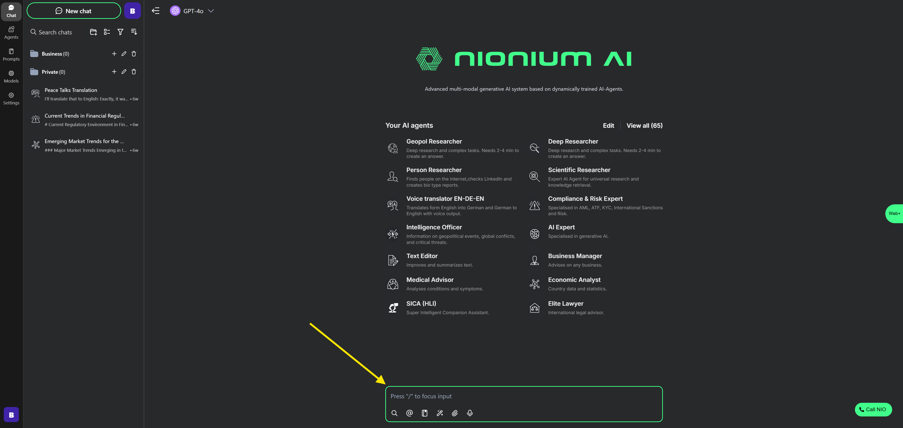 Chat Input Box-NIONIUM AI