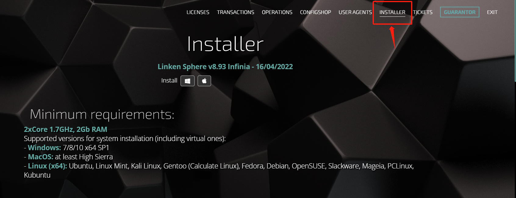 Quick Guide to Linken Sphere