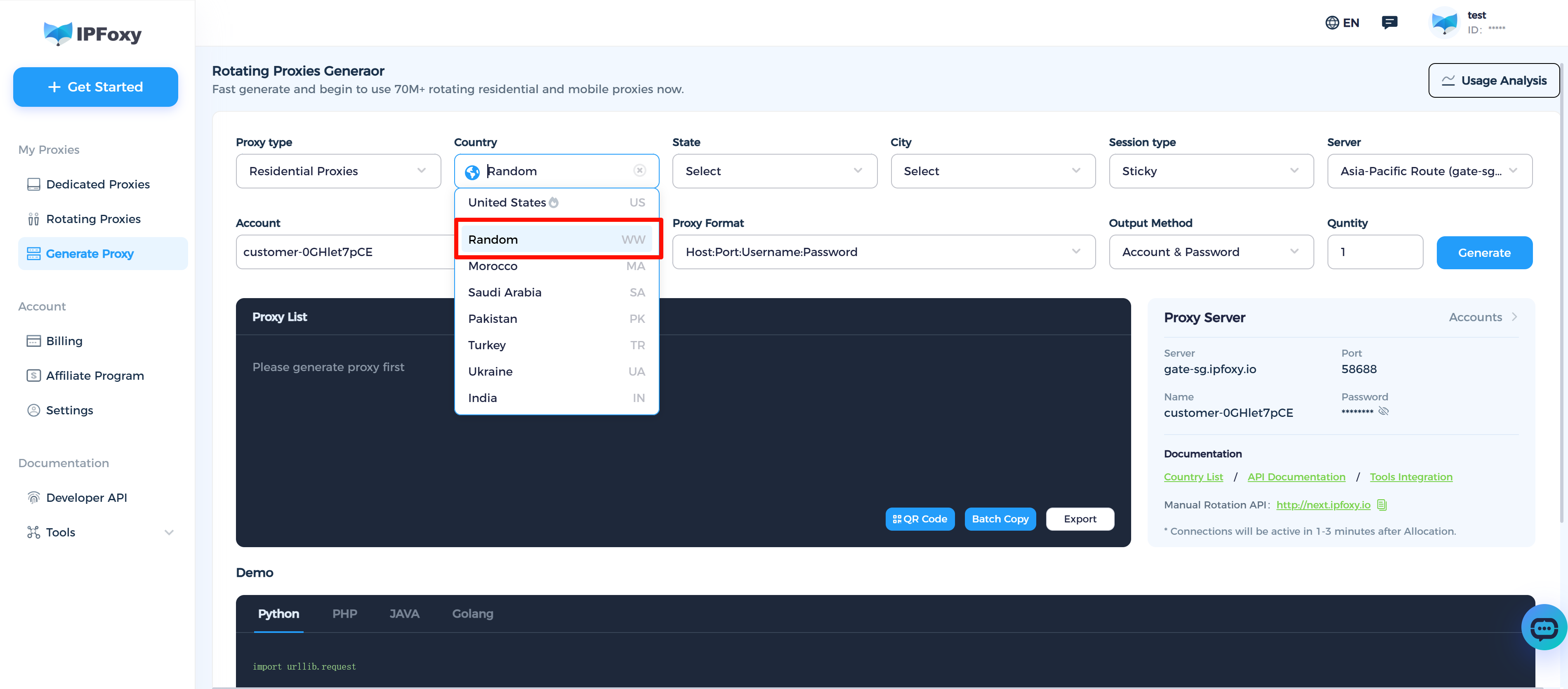 Roating Proxy Random Regions Guidelines-IPFoxy Help Center: Proxy Setup Guides