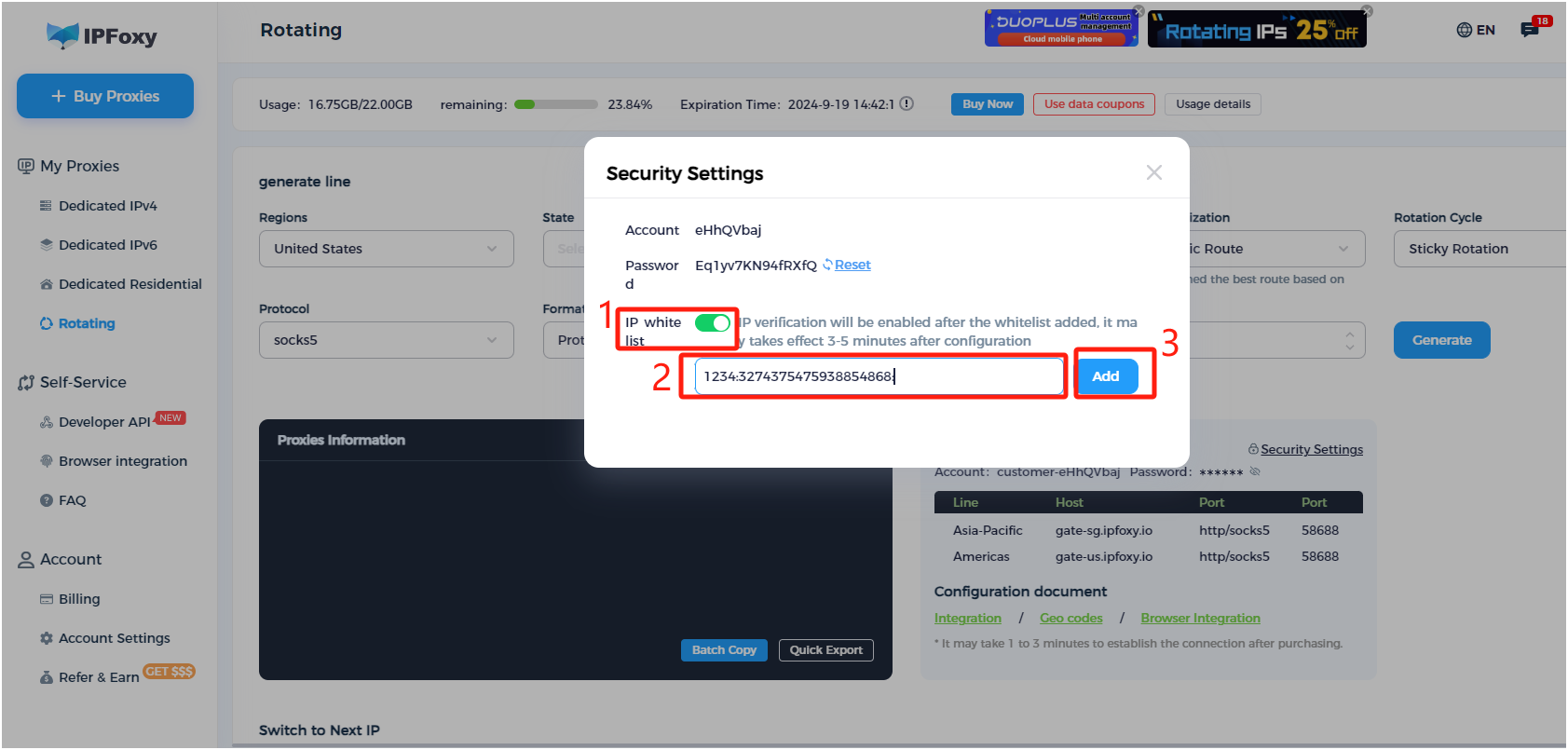 Rotating Proxy Security Settings Function Guide Ipfoxy Help Center Proxy Setup Guides