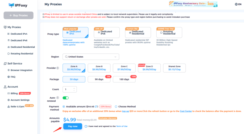 How to setup proxy in Hidemyacc？-IPFoxy