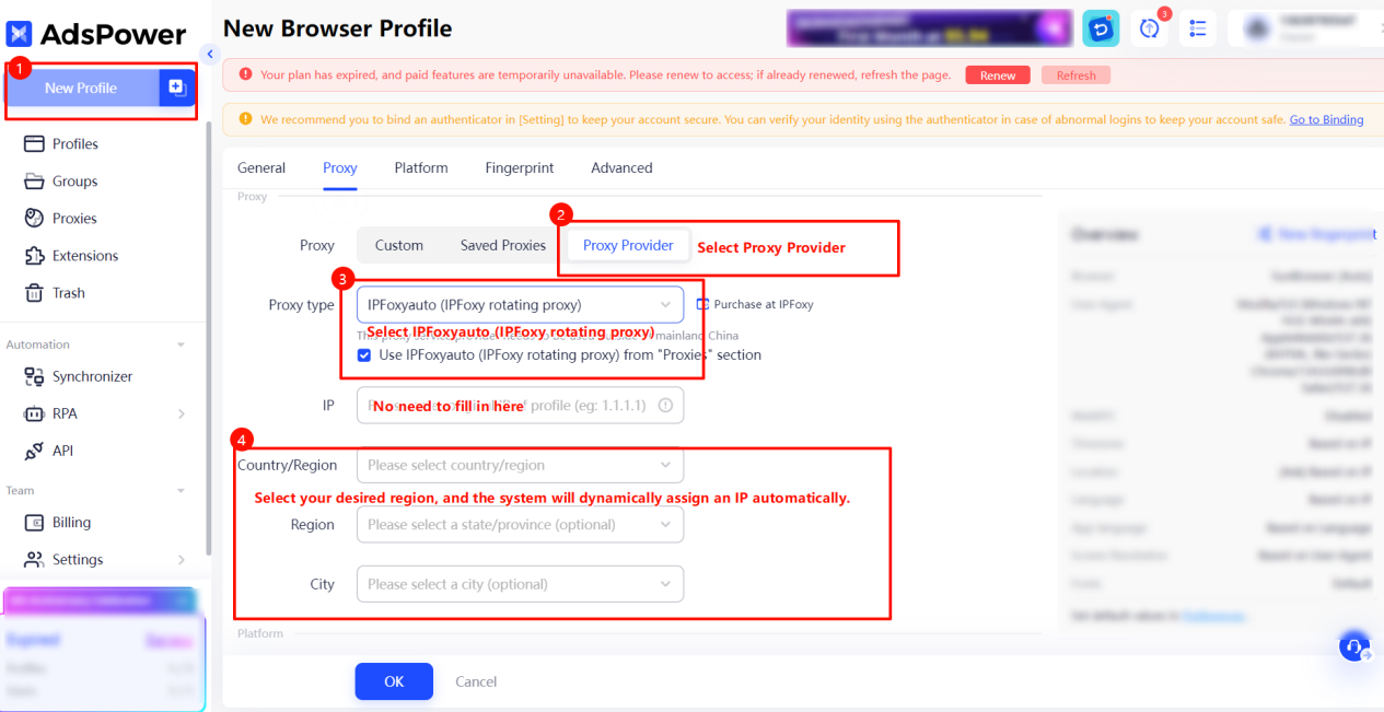 How to setup rotating proxy in AdsPower browser? - IPFoxy
