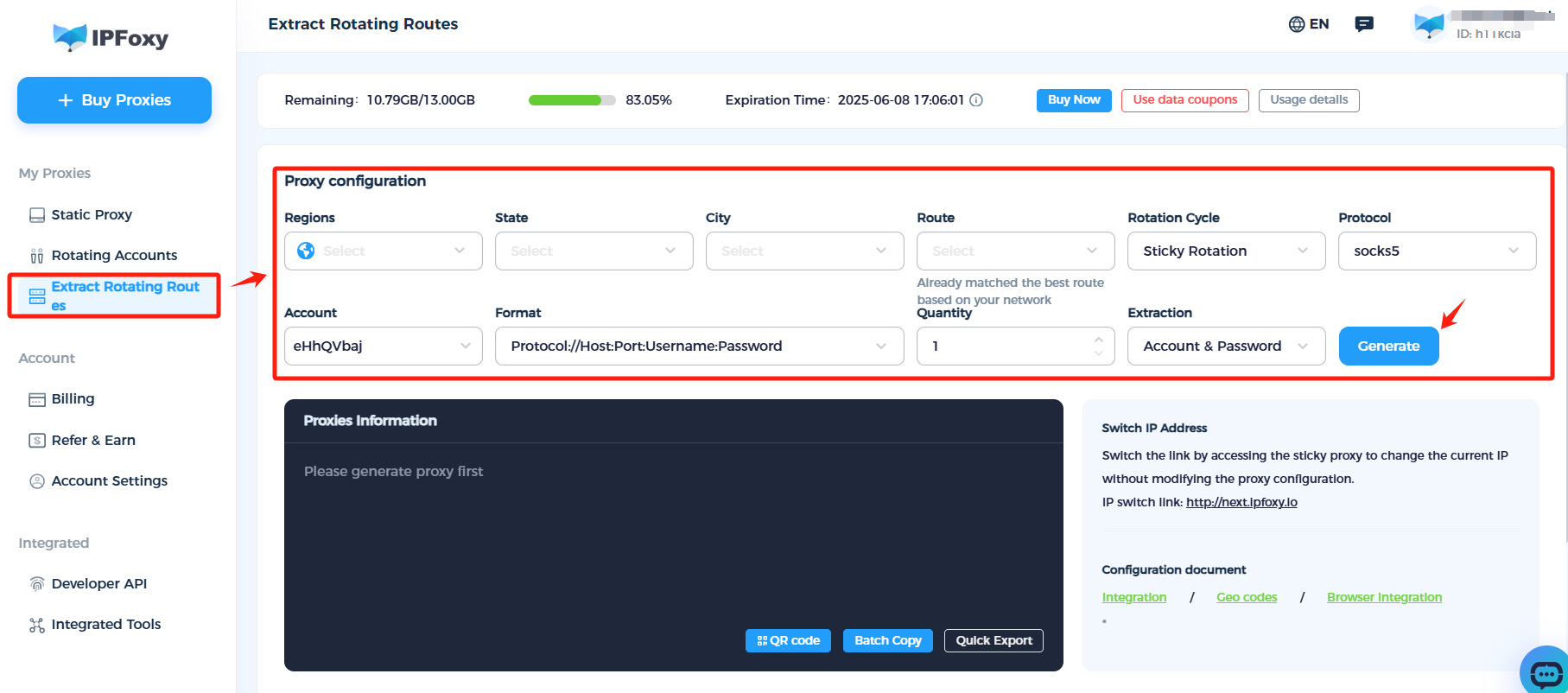 How To Getcopy Proxy Information Ipfoxy Help Center Proxy Setup Guides