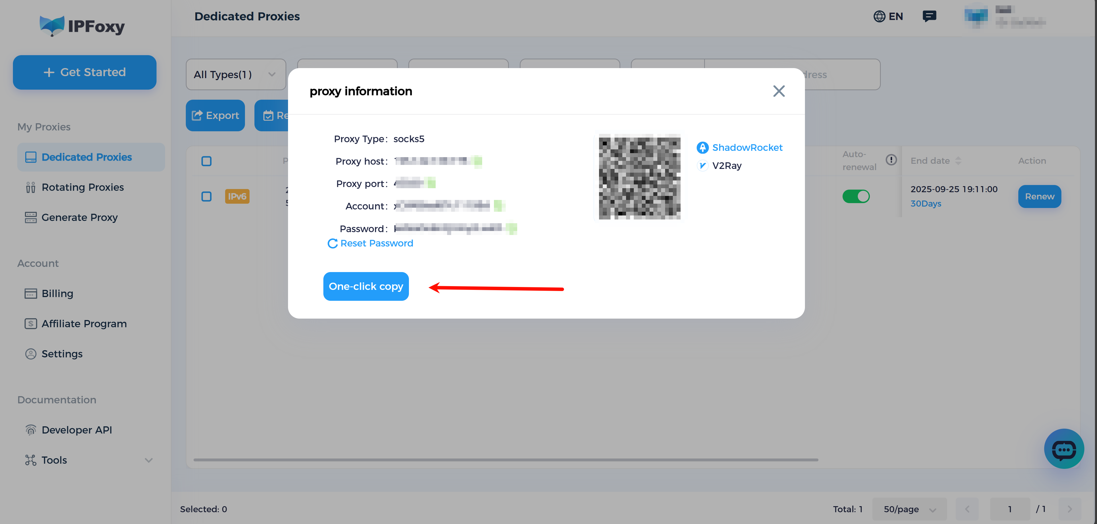 How to get/copy proxy information?-IPFoxy Help Center: Proxy Setup Guides