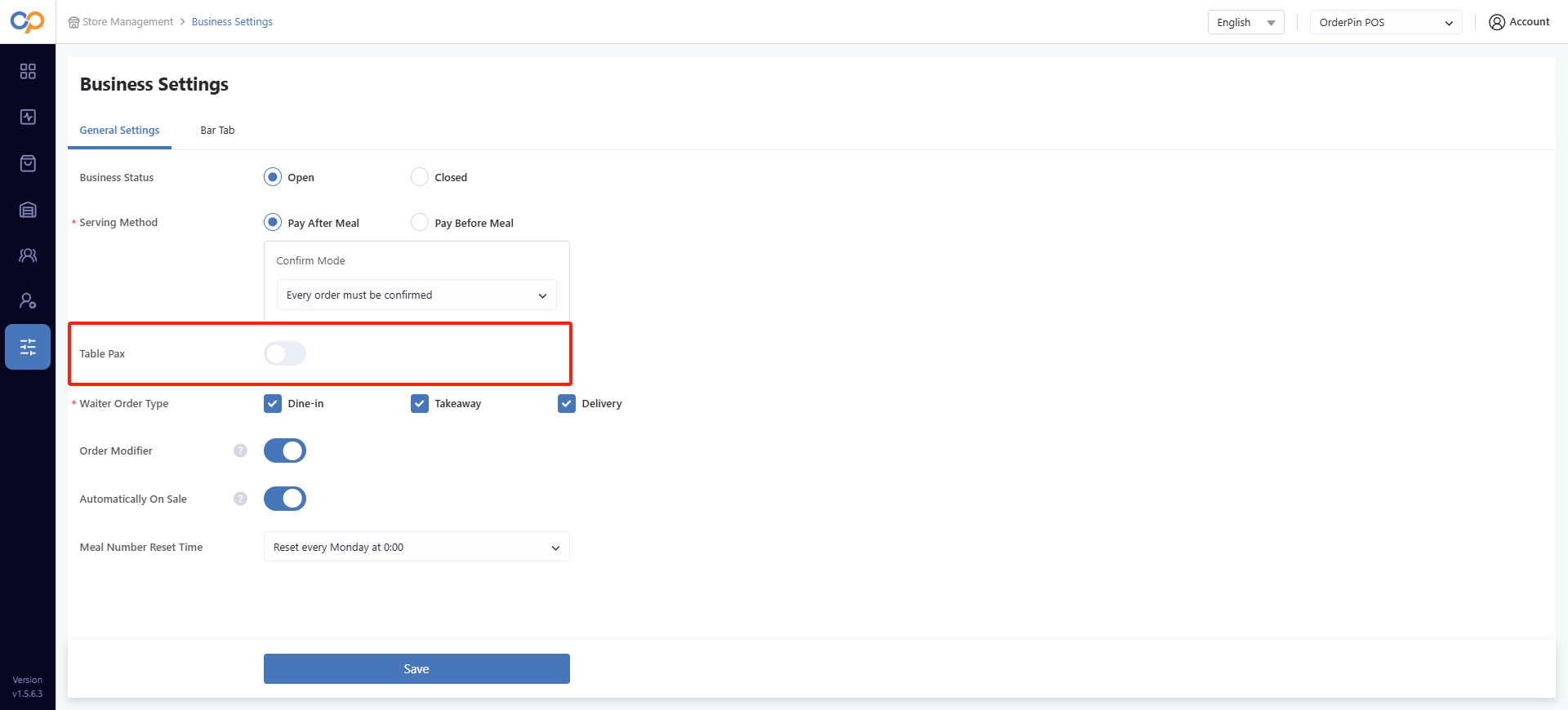 Table Pax-OrderPin All-in-One Restaurant POS -- Help Center