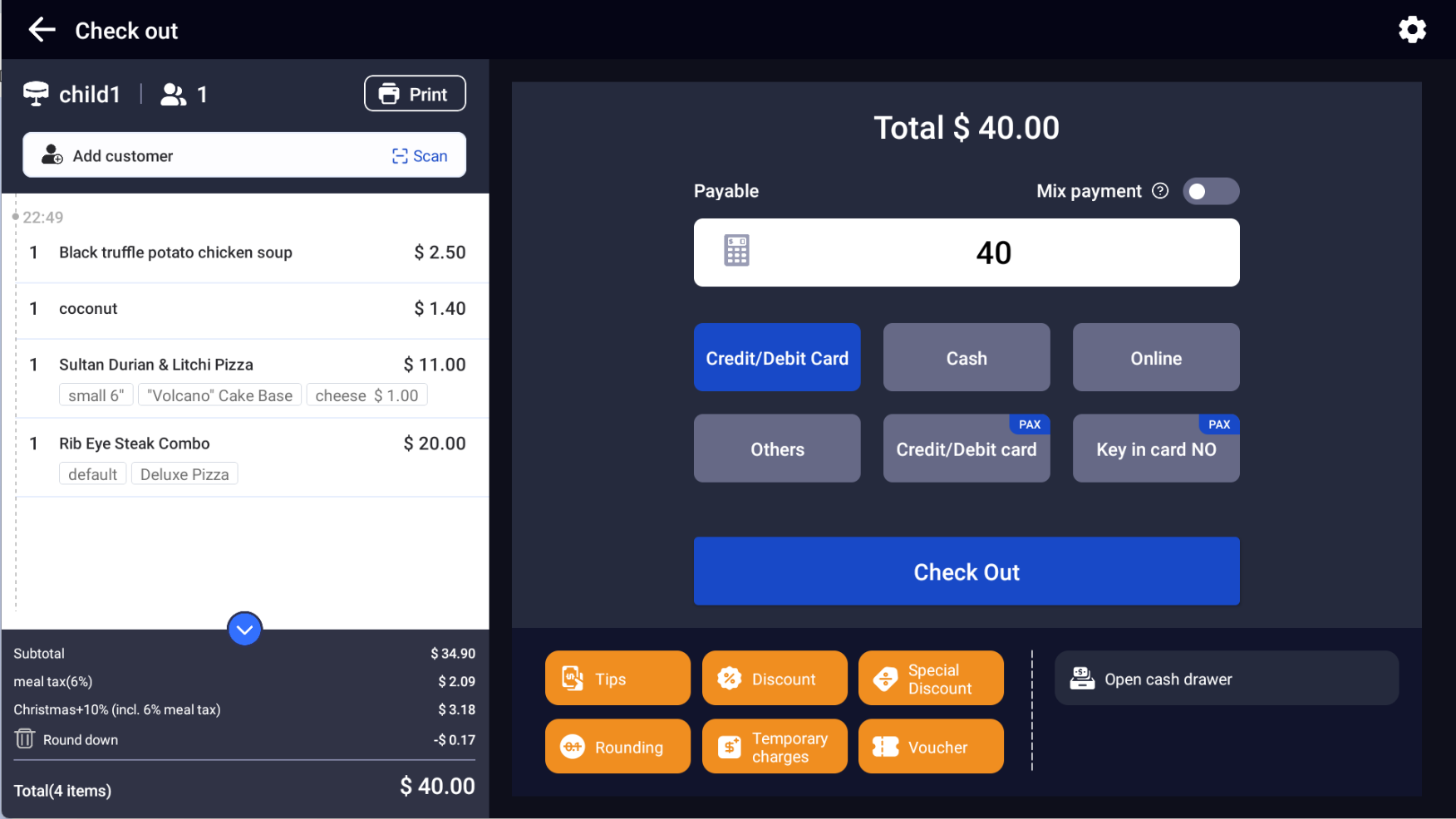 Checkout interface-OrderPin All-in-One Restaurant POS -- Help Center