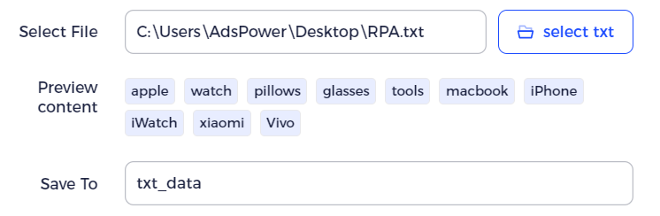 Import Data From Txt Random Extraction Rpa User Guide Adspower