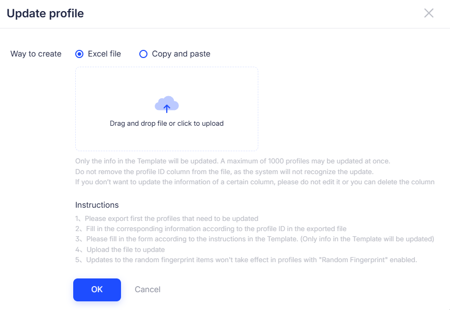 Update Profile in bulk-Help Center - AdsPower
