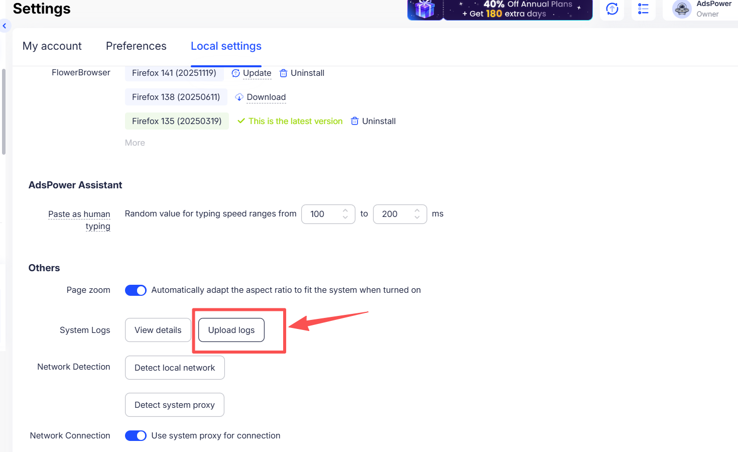 Cache data upload failed-Help Center - AdsPower