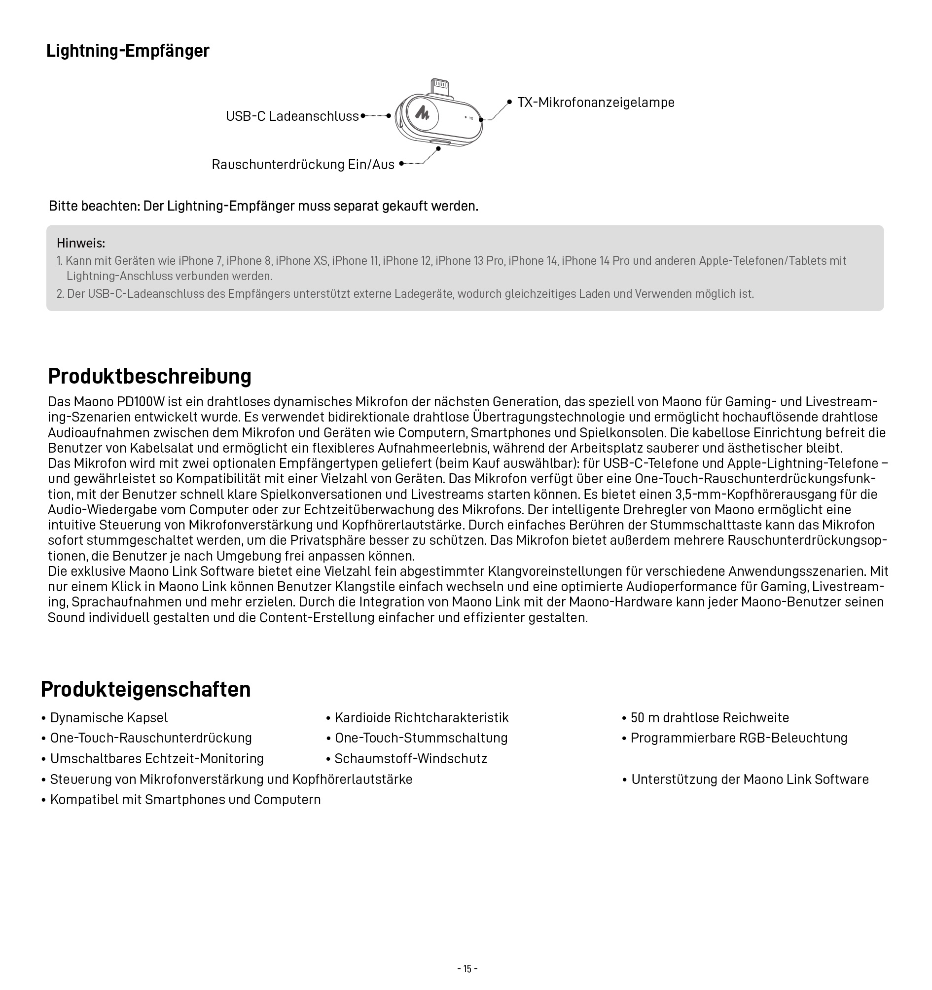 PD100W User Manual ( English & More Languages )-Maono Help Center