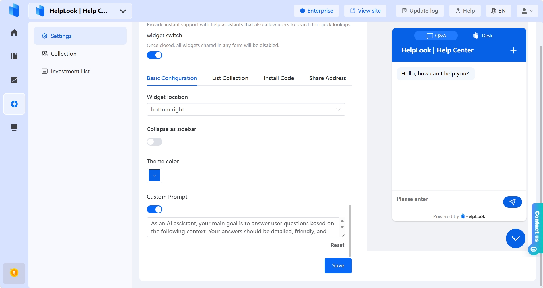 How to customize AI Widget Prompt?-HelpLook | Help Center