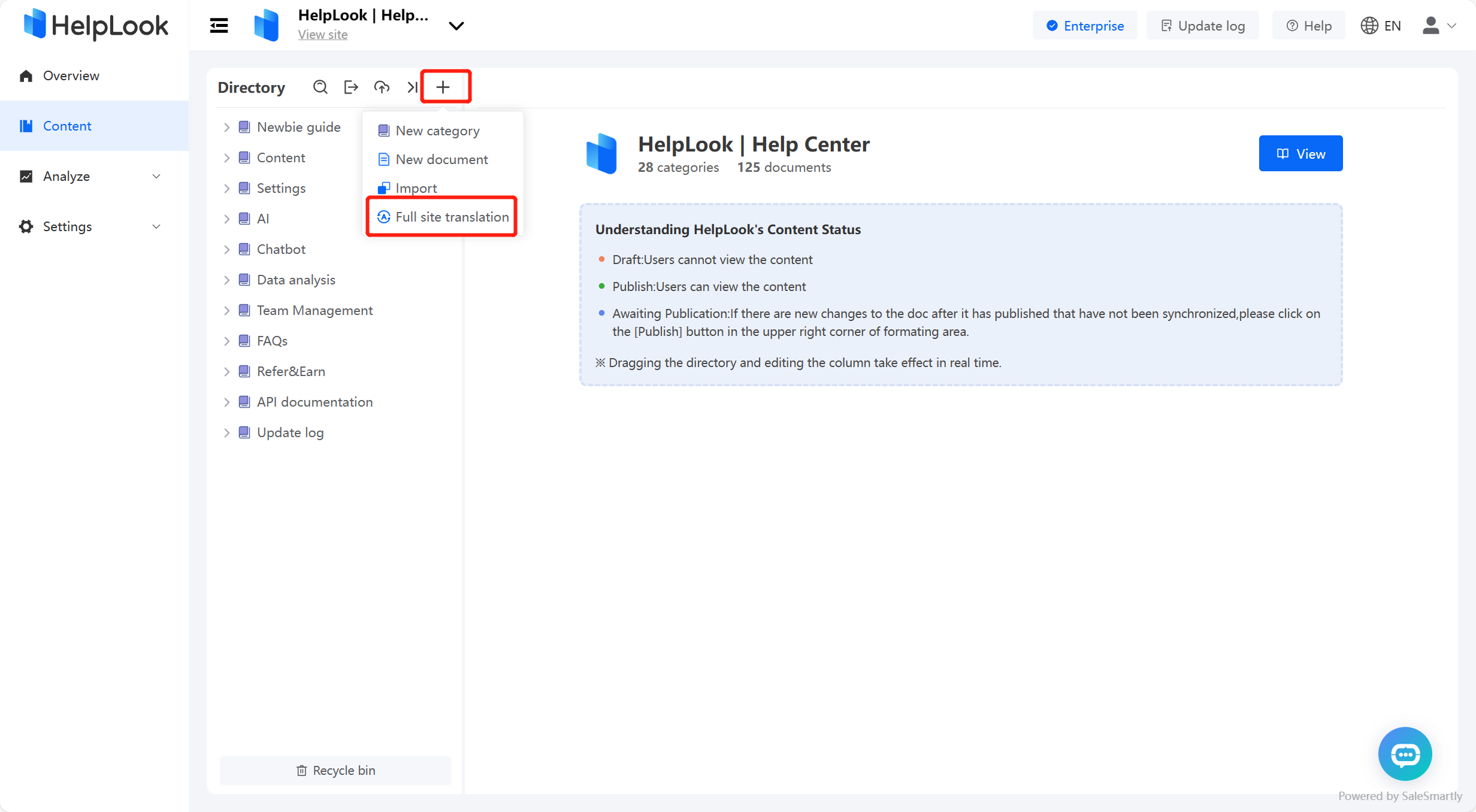 How to translate the entire content of the knowledge base with one click?-HelpLook | Help Center