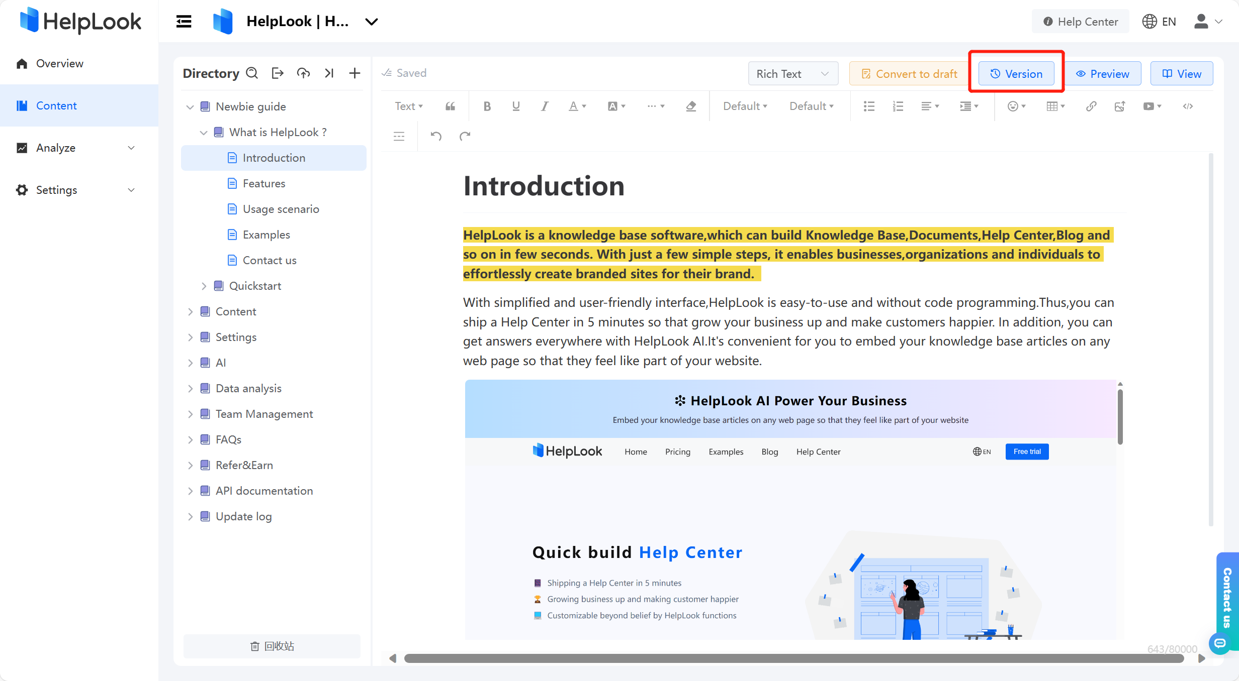How to view/restore historical versions of documents?