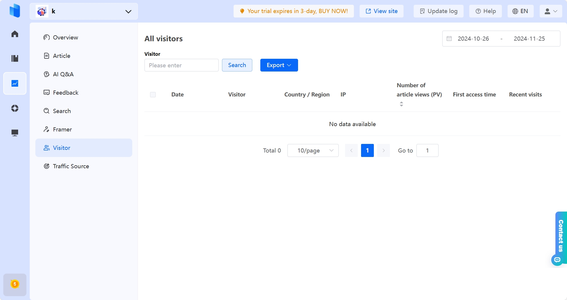 How can I view and export visitor data?-HelpLook | Help Center