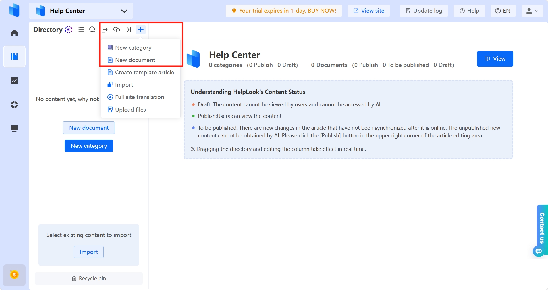 Knowledge base support for online document creation