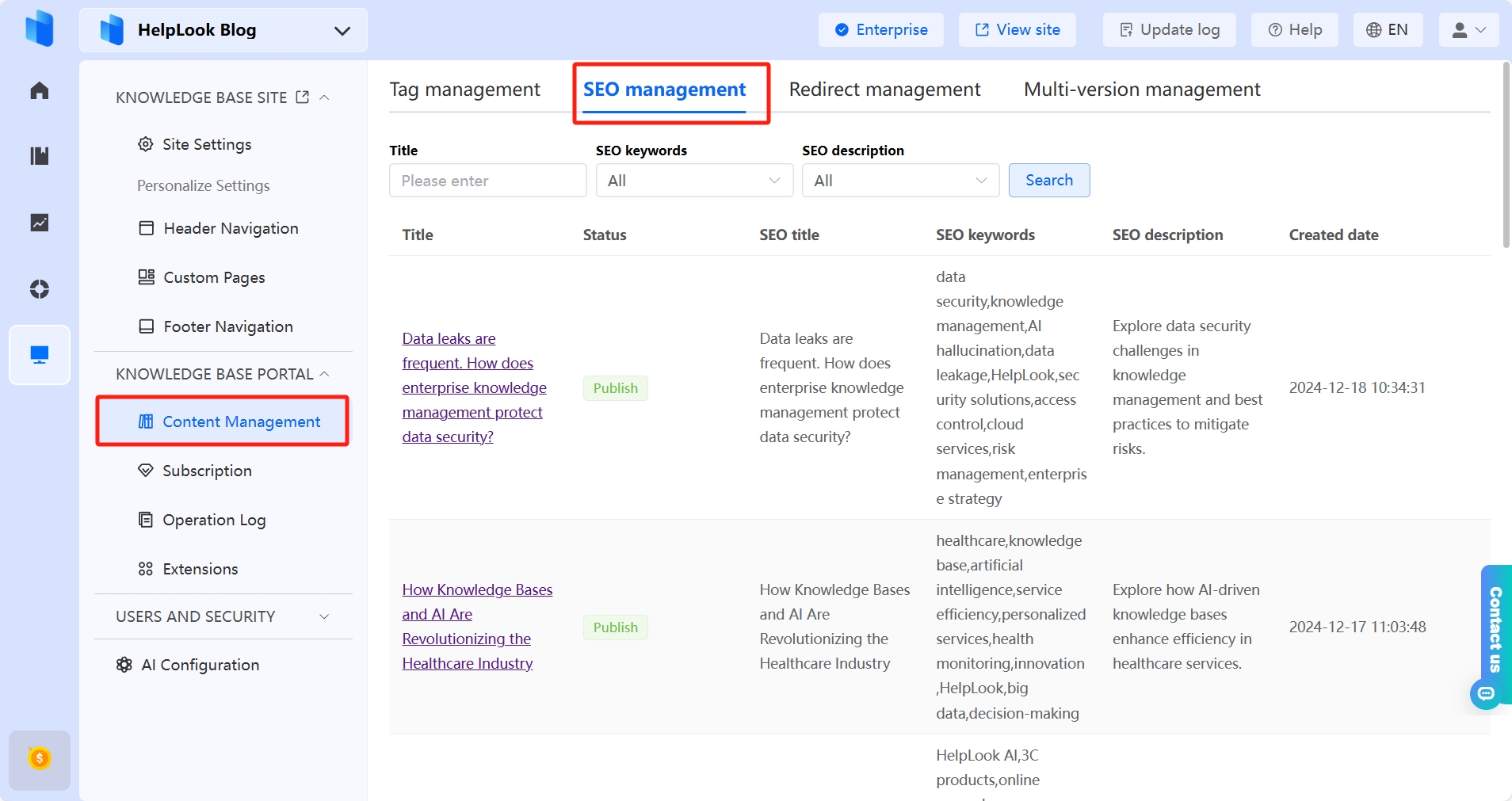 How to view the SEO details of all documents?-HelpLook | Help Center