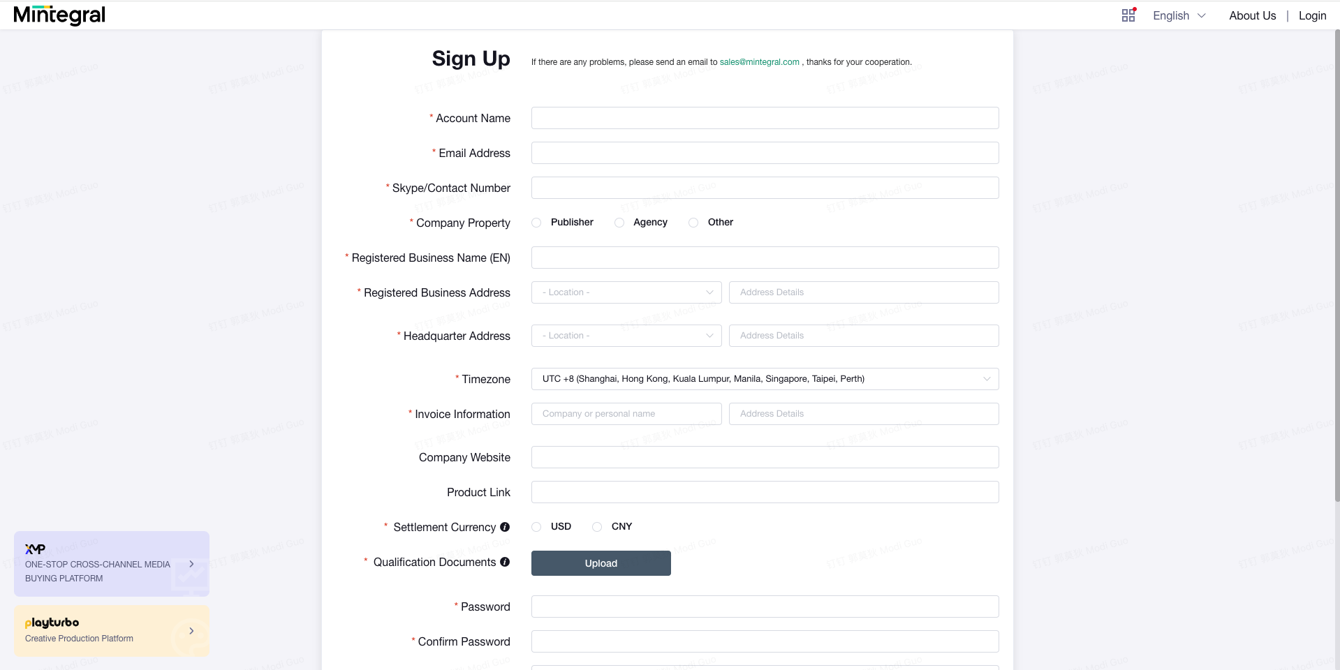 Advertiser Registration And API Key Acquisition for Mintegral