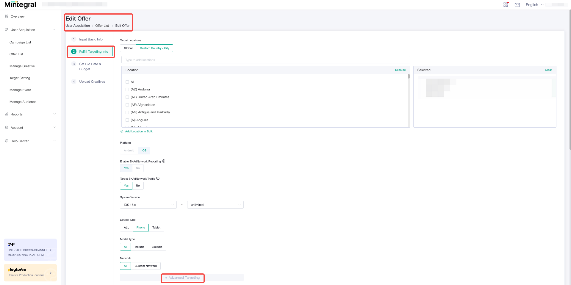 Blacklist Configuration Guide for Mintegral's AppGrowth ad platform