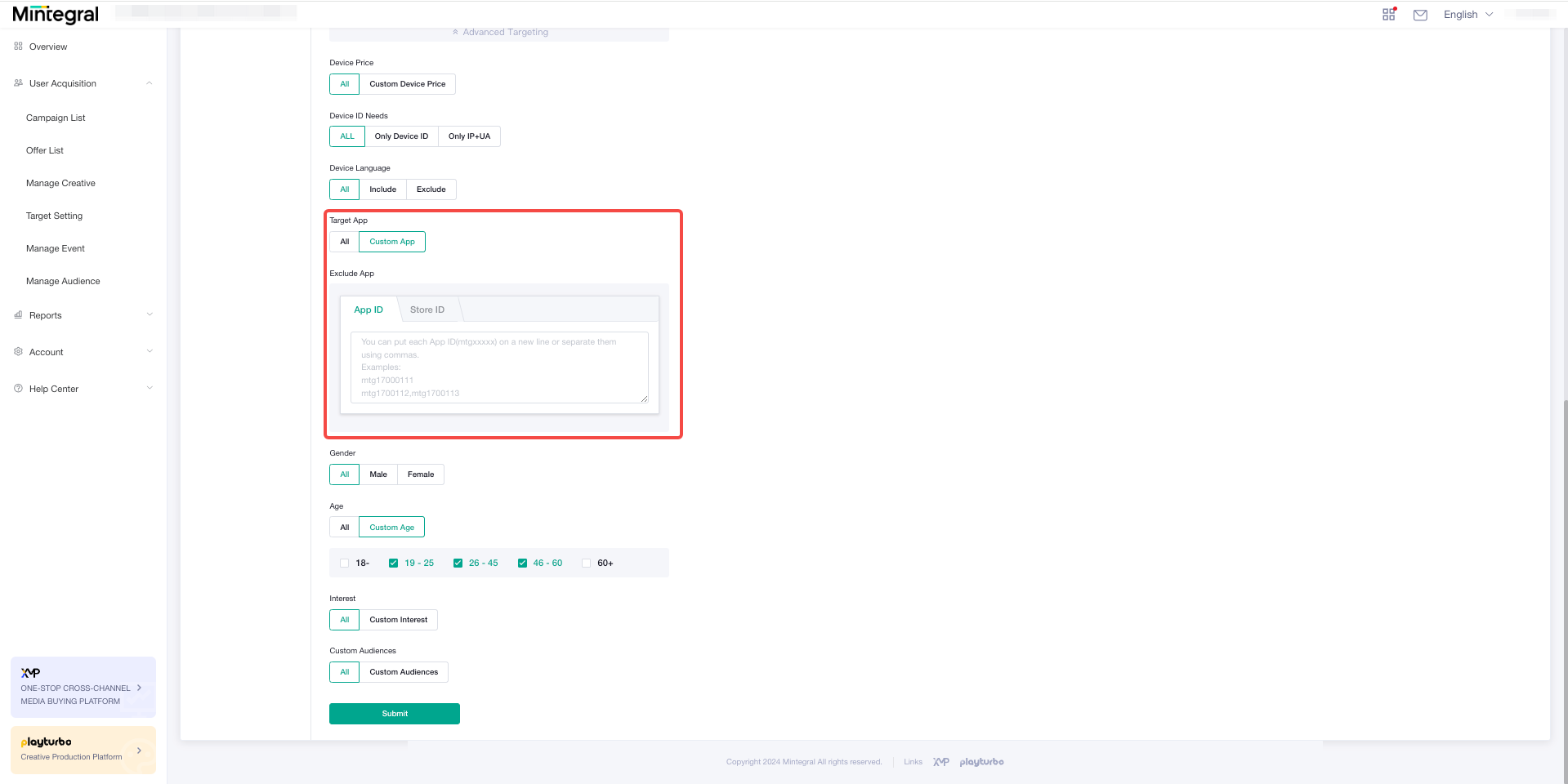 Blacklist Configuration Guide for Mintegral's AppGrowth ad platform