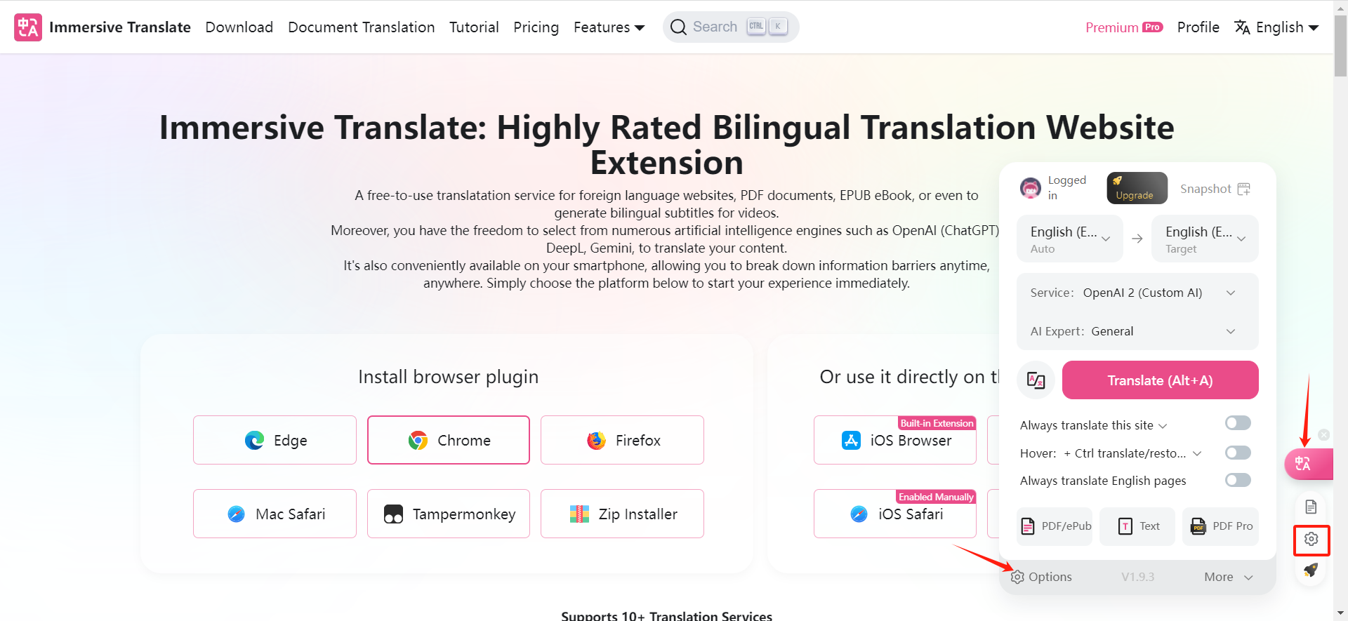 Integrate into Immersive Translate-302.AI| Help Center