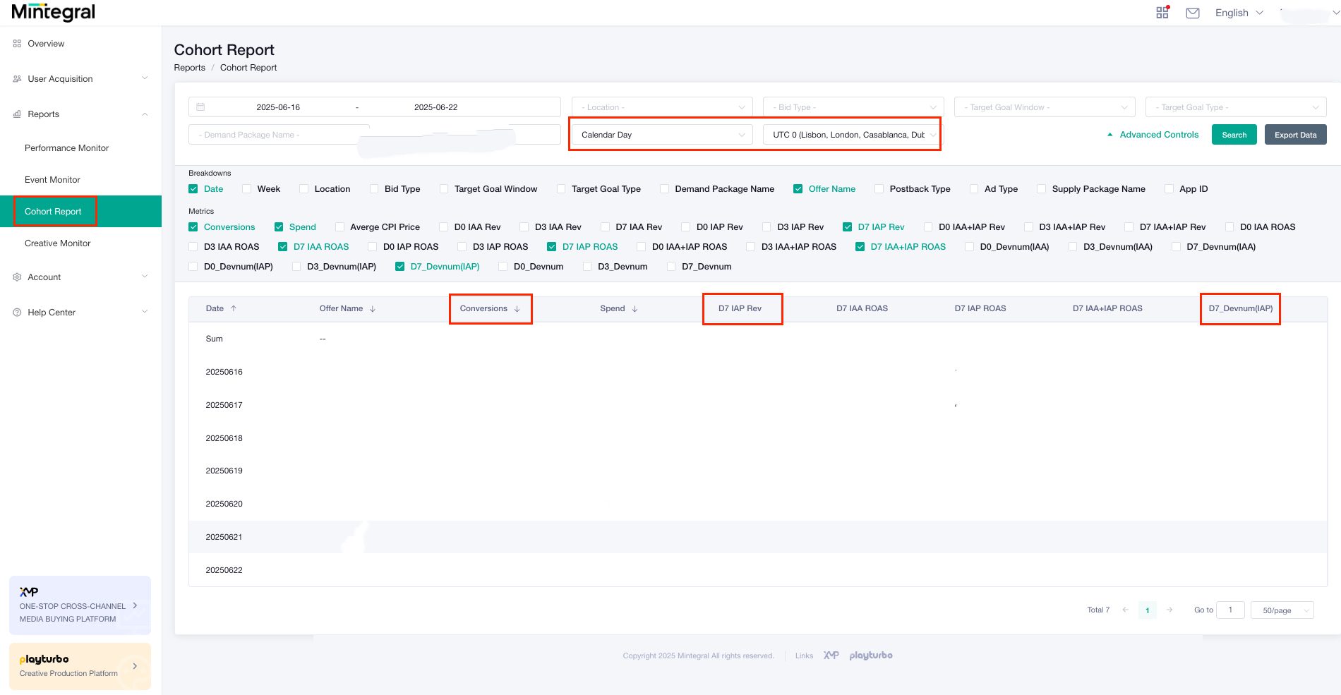 同期群报表-Mintegral AppGrowth Platform | 帮助中心