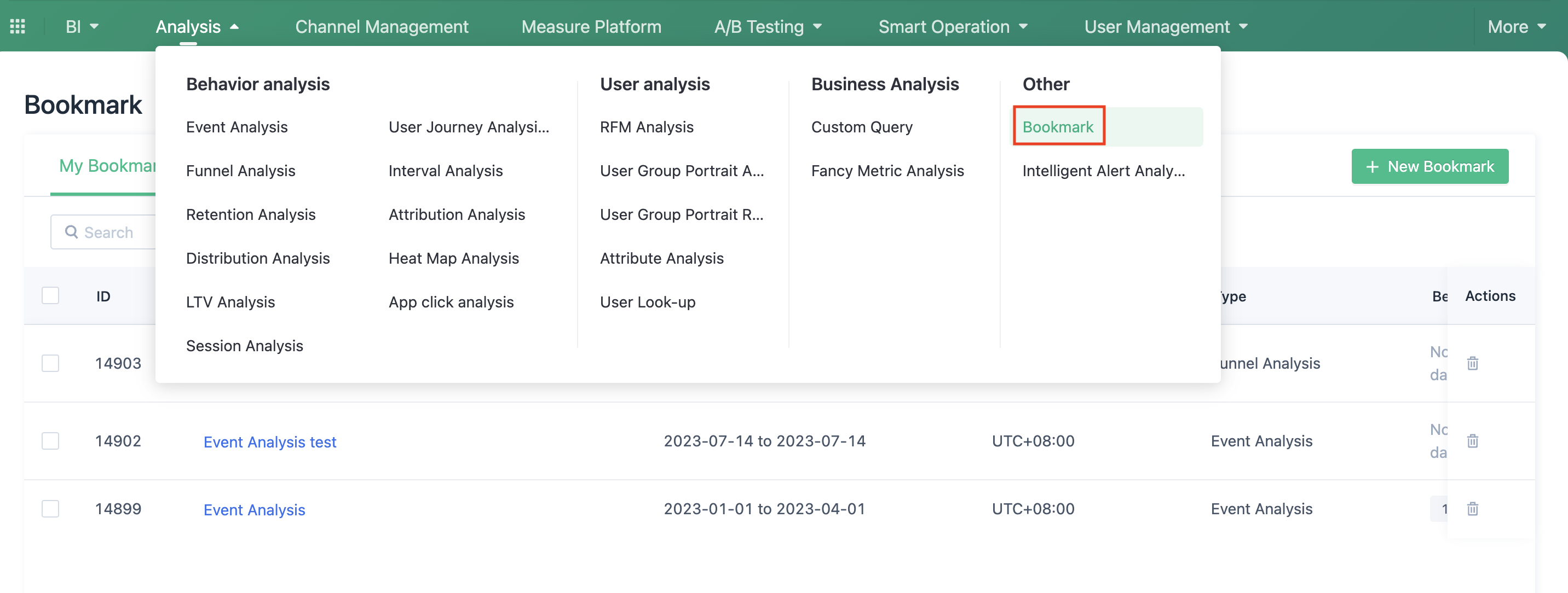 Bookmarks-Help Center - Sensors Analytic
