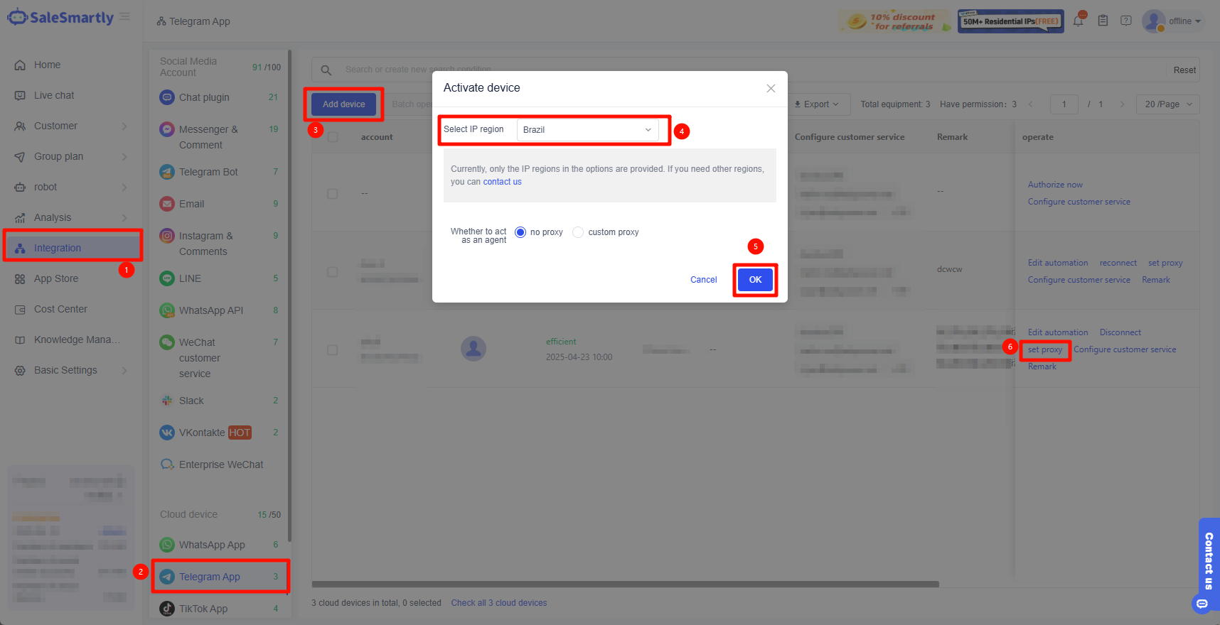 How to integrate Telegram App device?