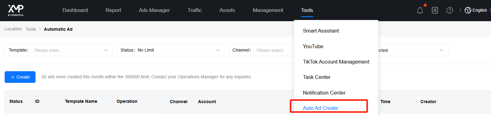 Auto Ad Create-XMP | Help Center