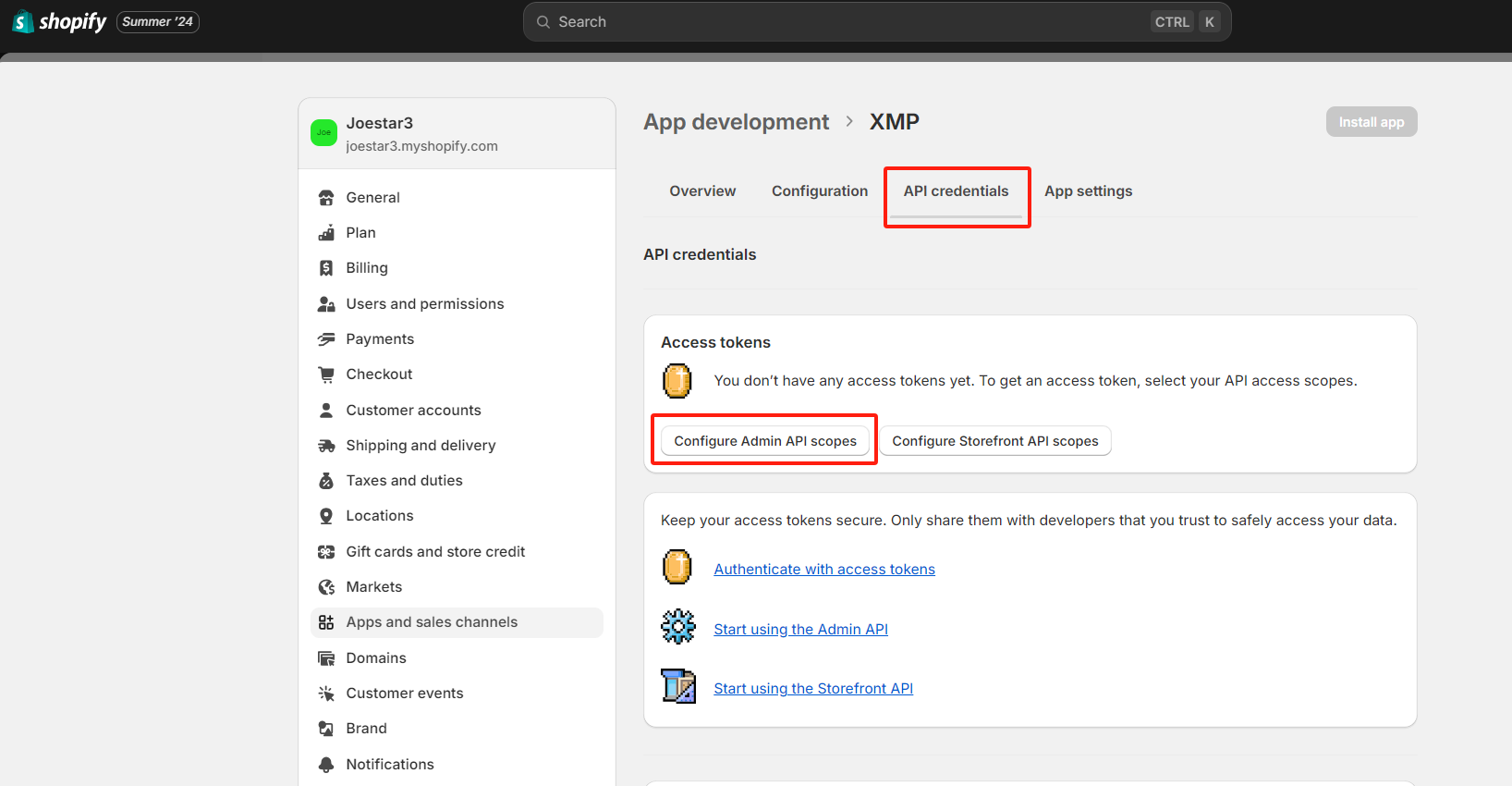 How to get API access token in Shopify?-XMP | Help Center