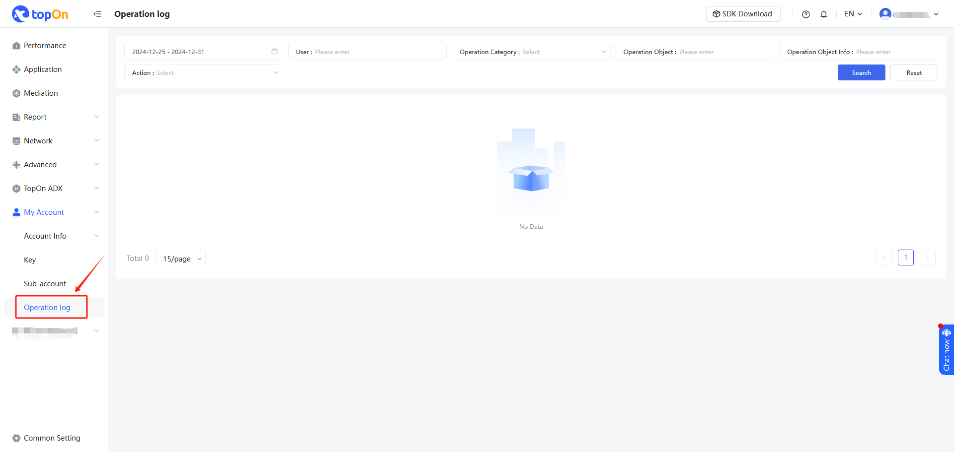 Operation Log-TopOn Help center